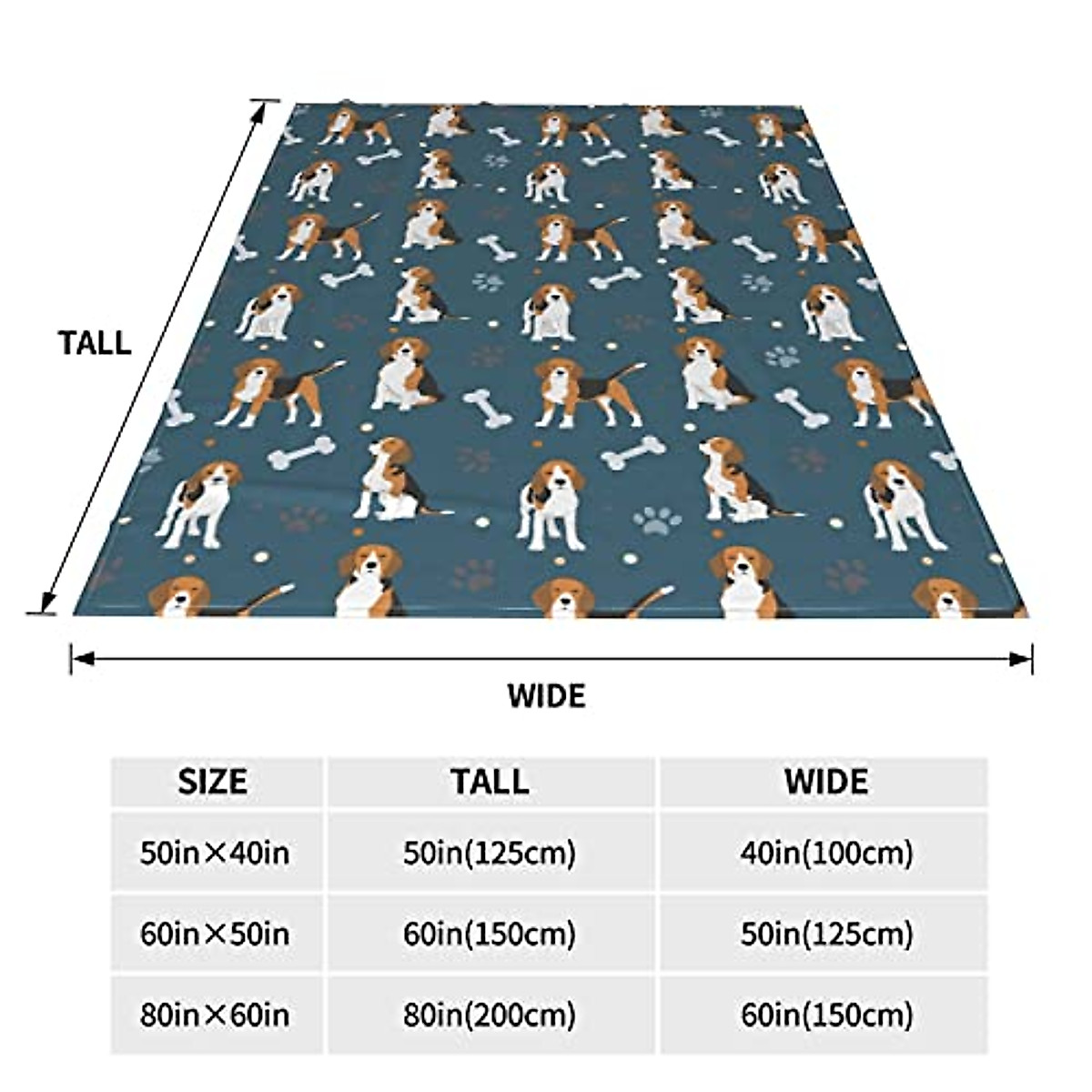 Cute Beagle Blanket Cozy Soft Throw Blanket for Couch Sofa Bedding Living Room, Warm Plush Flannel Blankets for Boys Girls Men Women 50"x40"