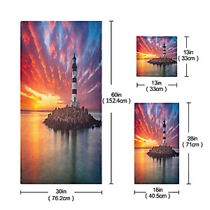 Flradish Lighthouse Towels 3 Pack Bath Towels for Bathroom Set Soft Cotton Highly Absorbent Lightweight & Quickdry Towel Set 1 Bath Towel,1 Hand Towel,1 Washclothe