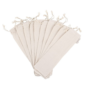 Hemoton Travel Straw 20pcs Straw Travel Carrying Case Cotton and Linen Pouch Bag Portable Travel Cutlery Bag for Stainless Steel Drinking Straws Cutlery Fork Spoon Storage Reusable Straw Bag