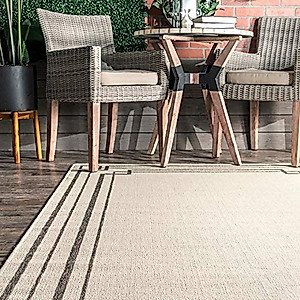 nuLOOM Katalina Simple Border Indoor/Outdoor Area Rug, 6' 7" x 9', Ivory