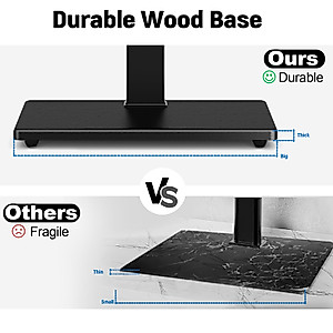 YOMT Floor TV Stand with Sturdy Wood Base, Tall Universal TV Stand with Mount for Most 32-75 inch TVs up to 110 lbs, Height Adjustable TV Stand with Swivel, TV Mount Stand with Media Shelves, Black