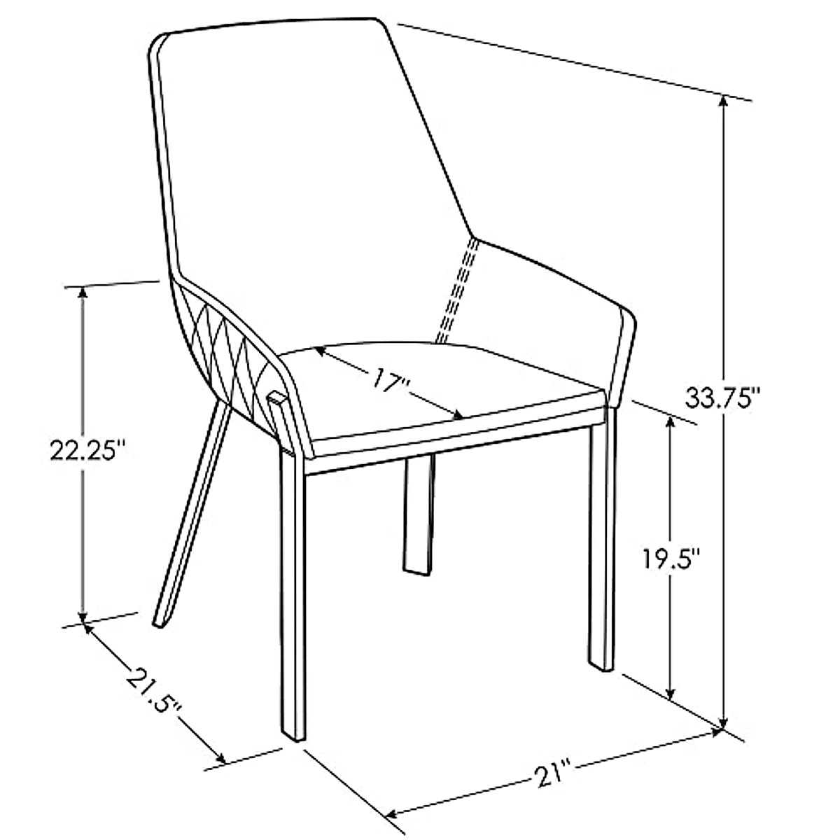 ZURI Sydney White Leatherette Dining Chair with Brushed Stainless Steel Legs
