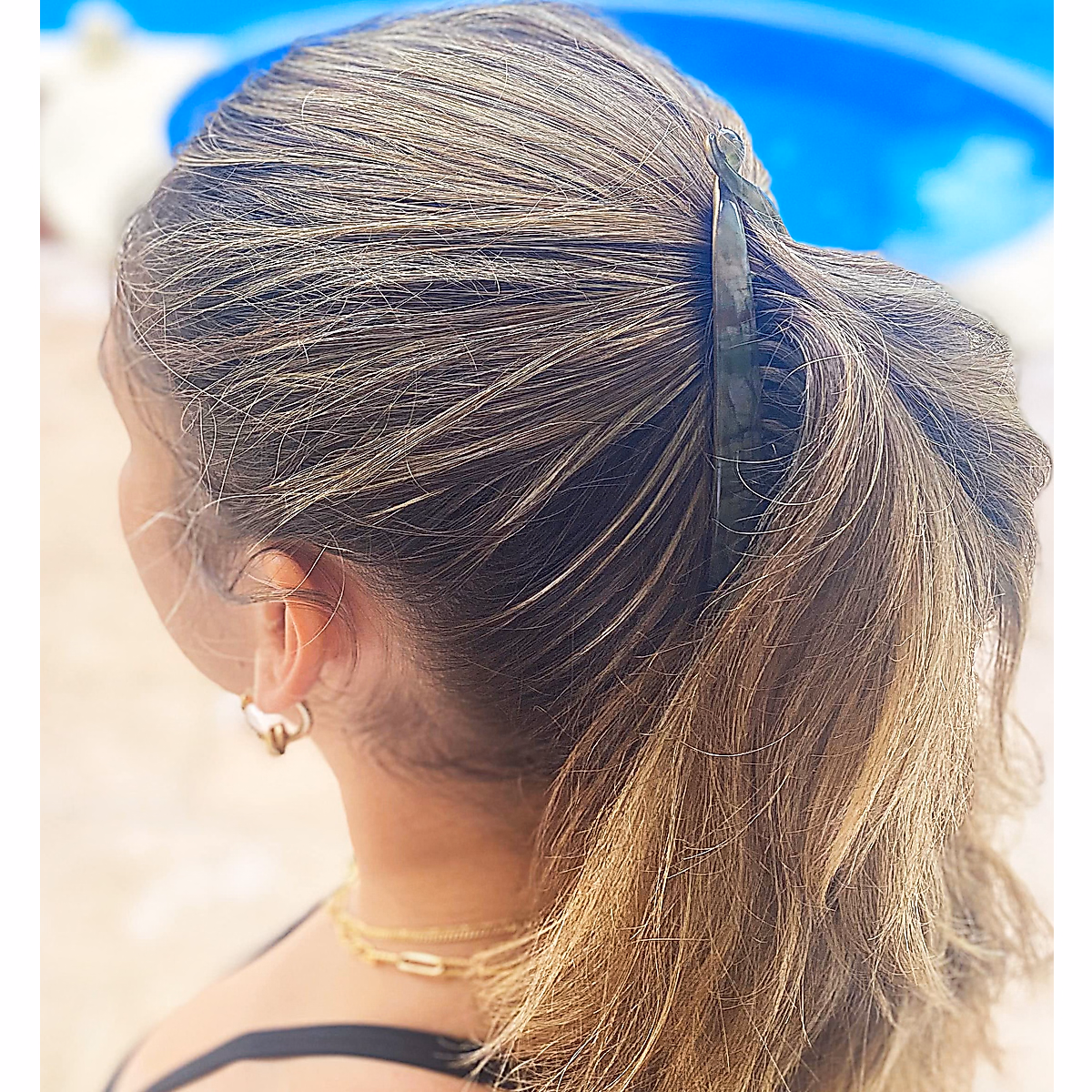 Camila Paris CP3105 French Large Banana Clip Hair Comb, Flexible Banana Clips Hair for Thick Hair Ponytail Holder Interlocking Banana Hair Clips Styling Hair Banana Clips for Women Made in France