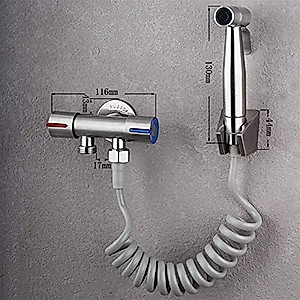 JIYTG Hand Held Bidet Toilet Sprayer Kit 4 Points 304 Multifunctional Toilet Companion Bidet Sprayer Dual tee Booster Spray Gun Set