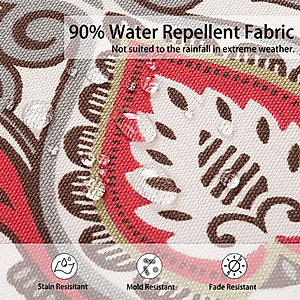 Magpie Fabrics Outdoor/Indoor Tufted Seat Cushion with Ties Set of 2, 19"x19" Waterproof Patio Chair Pads Tatami Floor Pillow for Room Garden Balcony Office Decor(Botanical Red)