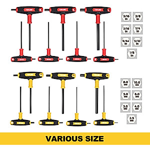 Topline 14-Piece Allen Wrench Set, Metric&SAE T-Handle, Long Arm Hex Key Set with Storage Box, Portable Allen Key Set for Basic Home Repair and Mechanical Maintenance