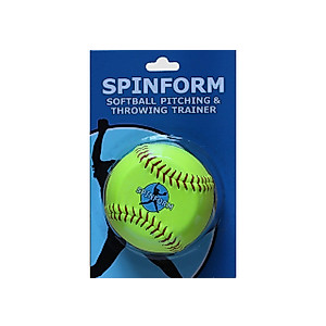 Spinform Softball Pitching and Throwing Spin Trainer, 12" Leather Ball with Raised Stitched Seams, Ideal for All Distances and Speeds