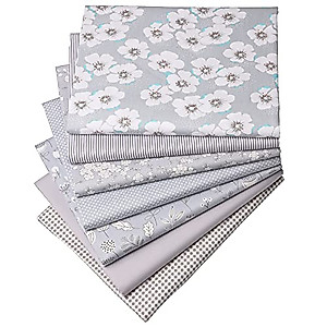 Hanjunzhao Grey Fabric Fat Quarters Bundles, Quilting Sewing Precuts Cotton Fabric, 18 x 22 inches