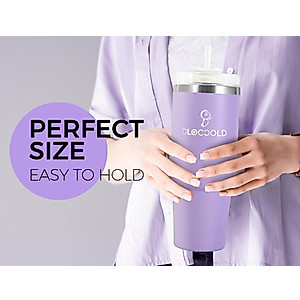 DLOCCOLD 40 oz Tumbler with Flip Straw & Handle,Stainless Steel Leak Proof Tumbler,Double Walled Insulated Water Bottle,Reusable Cup, Portable Travel Mug Fit in Cup holder