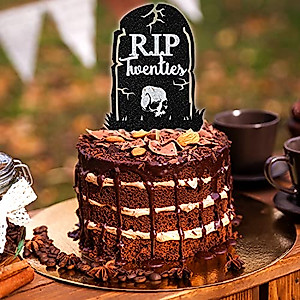 Black Glitter Rip Twenties Cake Topper, Dirty Thirty/Cheers to 30 Years, Death to My Youth 30th Birthday Party Decorations Supplies