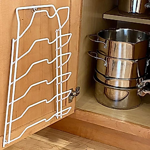 EVELOTS 6 Pot Lid Organizer for Cabinet or Pantry Wall - Cupboard Door Pots and Pans Organizer - Glass or Metal Pan Covers Cabinet Organizer - Rack Hanger Dividers