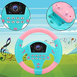 Garosa Simulated Driving Controller 21 x 3.5 x 21cm Co-Driver Simulated Steering Wheel Educational Music Toy for Children Kids 4 5 6 Years Old ( Blue)