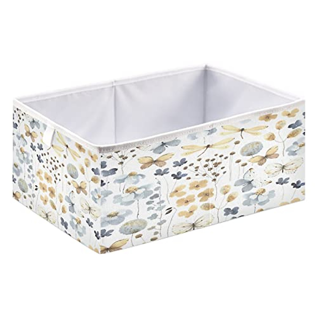 Kigai Butterfly Flowers Storage Baskets, 16x11x7 in Collapsible Fabric Storage Bins Organizer Rectangular Storage Box for Shelves, Closets, Laundry, Nursery, Home Decor
