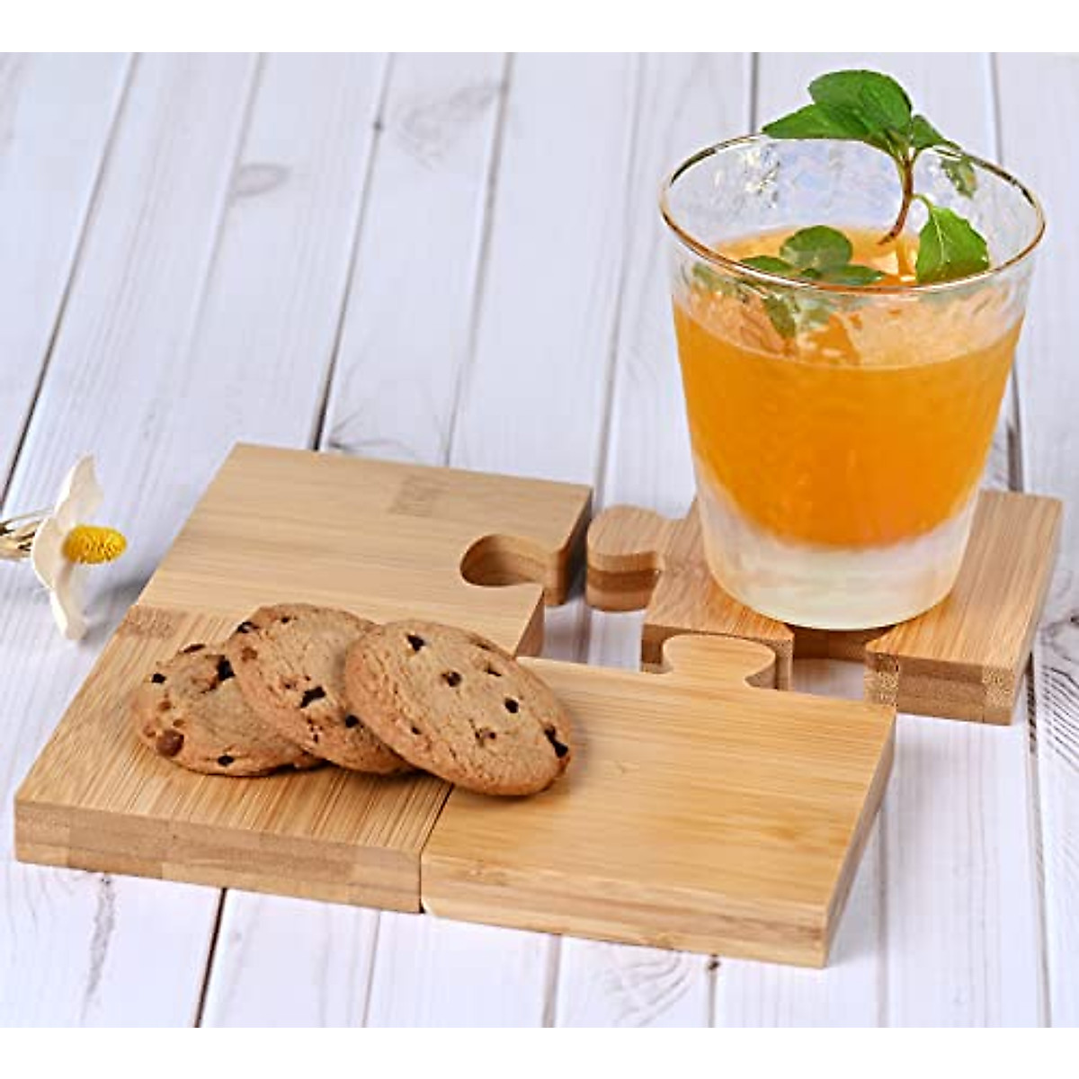 Coast2Coaster Wooden Bamboo Puzzle Coasters for Drinks and Trivet for Hot Pots, Pan Pad Holder, Countertops, End Tables, Coffee