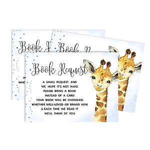 Inkdotpot 30 Books for Baby Shower Request Cards Bring A Book Instead of A Card Giraffe Jungle Animals Baby Shower Invitations Inserts Games