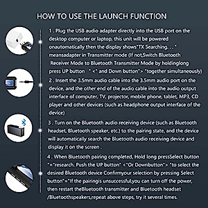 XMSJSIY Bluetooth 5.0 Transmitter Receiver 2 in 1 USB Portable Wireless Bluetooth Audio Adapter with LCD Display for Car TV PC -Need to Choose Mode and Adjust Volume-Read Manual
