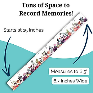 Headwaters Studio Growth Chart for Wall - Height Chart for Kids, Wall Hanging Growth Chart, Baby Nursery Height Measurement, Kids Growth Chart Wall, Growth Chart - Floral -Multicolor-63" x6.7"