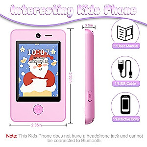 Kids Phone for Girls, Touch Screen Kids Cell Phone with 2 Camera Games Alarm Clock MP3 Music Player, Phones for Kids Christmas Birthday Gifts Toddler Learning Toys for Children Ages 3 4 5 6 7 8