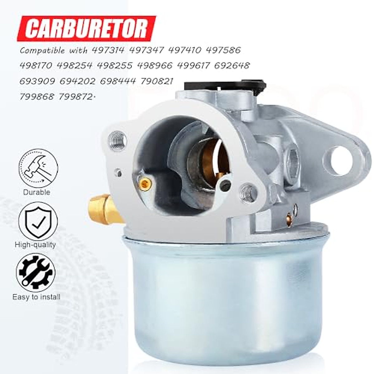 YOFMOO Carburetor Compatible for 497314 497347 497410 497586 498170 498254 498255 498966 499617 692648 693909 694202 698444 790821 799868 799872 14111 122000 50-657 520-966