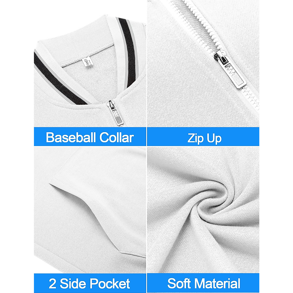 COOFANDY Sweatsuit For Men Long Sleeve Casual Athletic Tracksuits Zipper Exercise Jacket and Pants Sets White