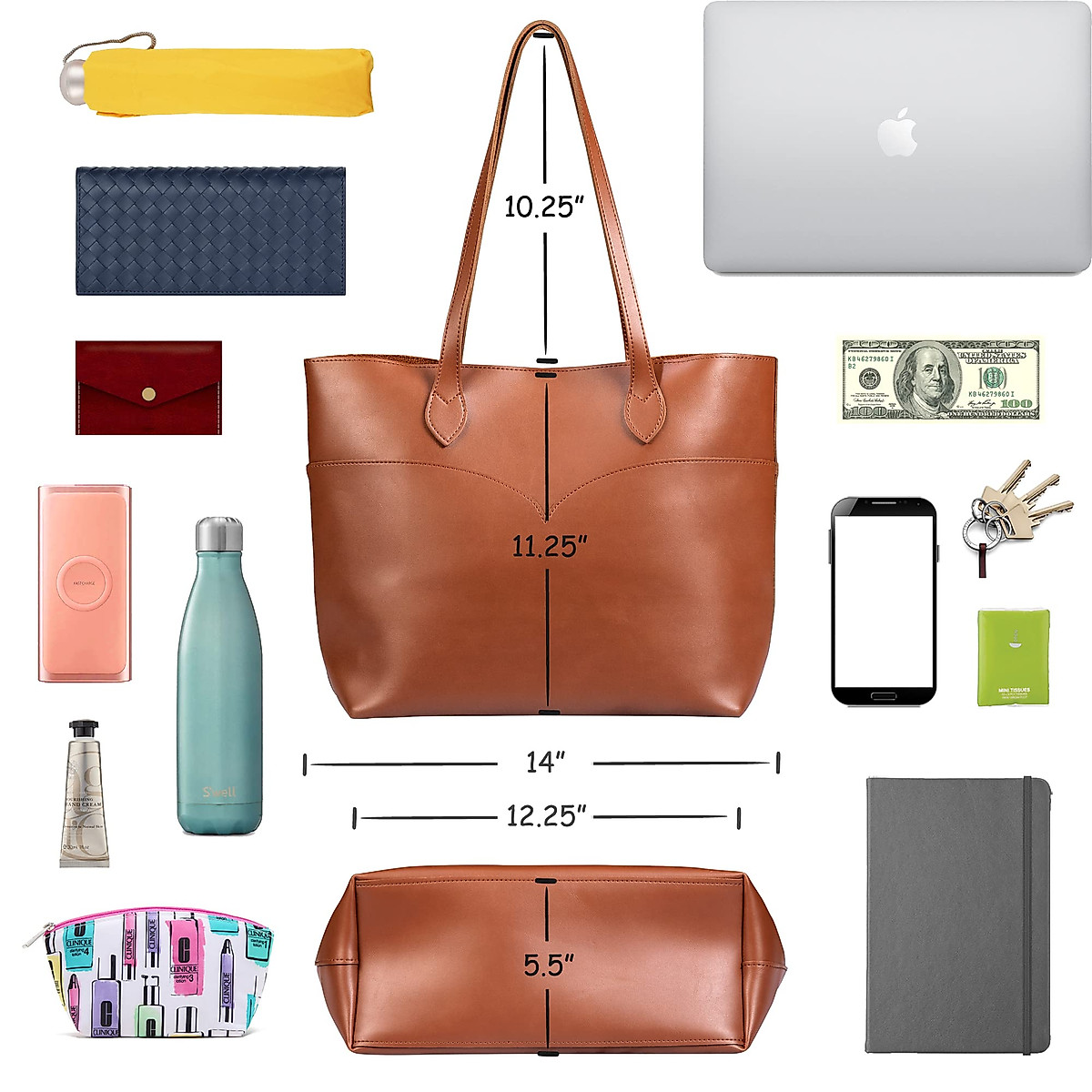 SUNLIGHT LEAVES Tote Bag Green For Women Vegan Leather Large Simple Vintage Shoulder Handbag Classic Purse