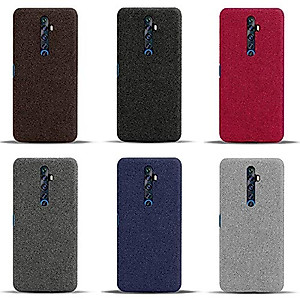 LUSEHNG Case for Oppo Reno2 Z/F, Solid Color Canvas Smartphone Cover for Oppo Reno2 Z/F, Slim Duaable Lightweight - Blue