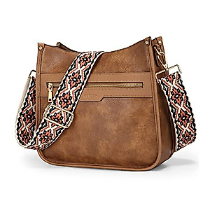 Crossbody Bags for Women Shoulder Hobo Handbags Leopard Guitar Strap Ahdorned Crossbody Bags Neoprene Strap Purse Large