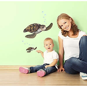 Sea Turtle Wall Decal ~Ocean Undersea Animal Tortoise Wall Sticker for Kids Room Decor, Boys Girls Toddler Baby Nursery Bedroom, Playroom, Bathroom, Vinyl Art Gift