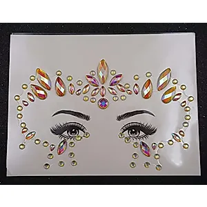 glow in the dark face gems stick on face jewels festival rave outfit mermaid rhinestone diamond pastie fluorescent body glitter jewels halloween face makeup (tp319 around eyes)