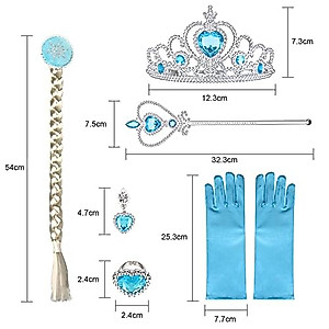 URAQT Princess Dress Costume for Girls Princess Costume Fancy Dress Up for Christmas Birthday Party Queen Cosplay with Crown Wand