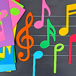 70pcs Colorful Music Notes Cutouts Musical Party Decorations in 7 Designs, US Made Card Stock Easy Punch Out, Music Concert, 50s Rock & Roll Party, Musical Play, Bulletin Board, Music Themed Crafts