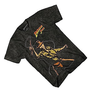 Boys Indiana Jones Classic Shirt - Indiana Jones - Harrison Ford - Indiana Jones Tie Dye T-Shirt (Black Wash, Small)
