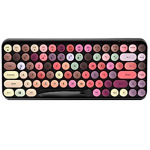 FELICON Multi-Device Wireless Bluetooth Keyboard,Mini 84-Key Retro Round Keycaps Wireless Bluetooth Keyboard, Ergonomic Design Compatible with PC, Computer, Laptop