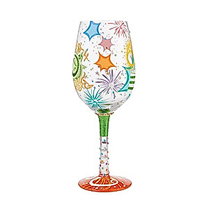 Enesco Designs by Lolita Happy 60th Birthday Hand-Painted Artisan Wine Glass, 1 Count (Pack of 1), Multicolor