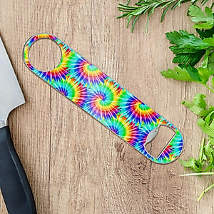 Tie Dye Pattern Stainless Steel Vinyl Covered Flat Bartender Speed Bar Bottle Opener