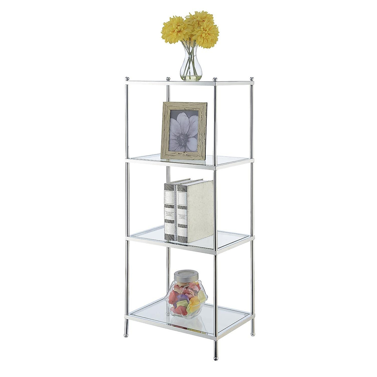 Convenience Concepts Royal Crest 4 Tier Tower, Chrome / Glass