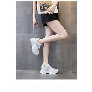 AINIJIA&HOLO Women's Platform White Sneaker,Chunky White Sneakers,Fashion Casual Walking Shoes with Socks (A,8.5,8.5)