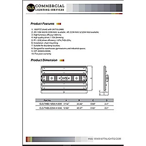 Commercial Lighting Services LED HighBay Light 165 Watt Warehouse Light, 21450 Lumens, 5000 Kelvin High Bay