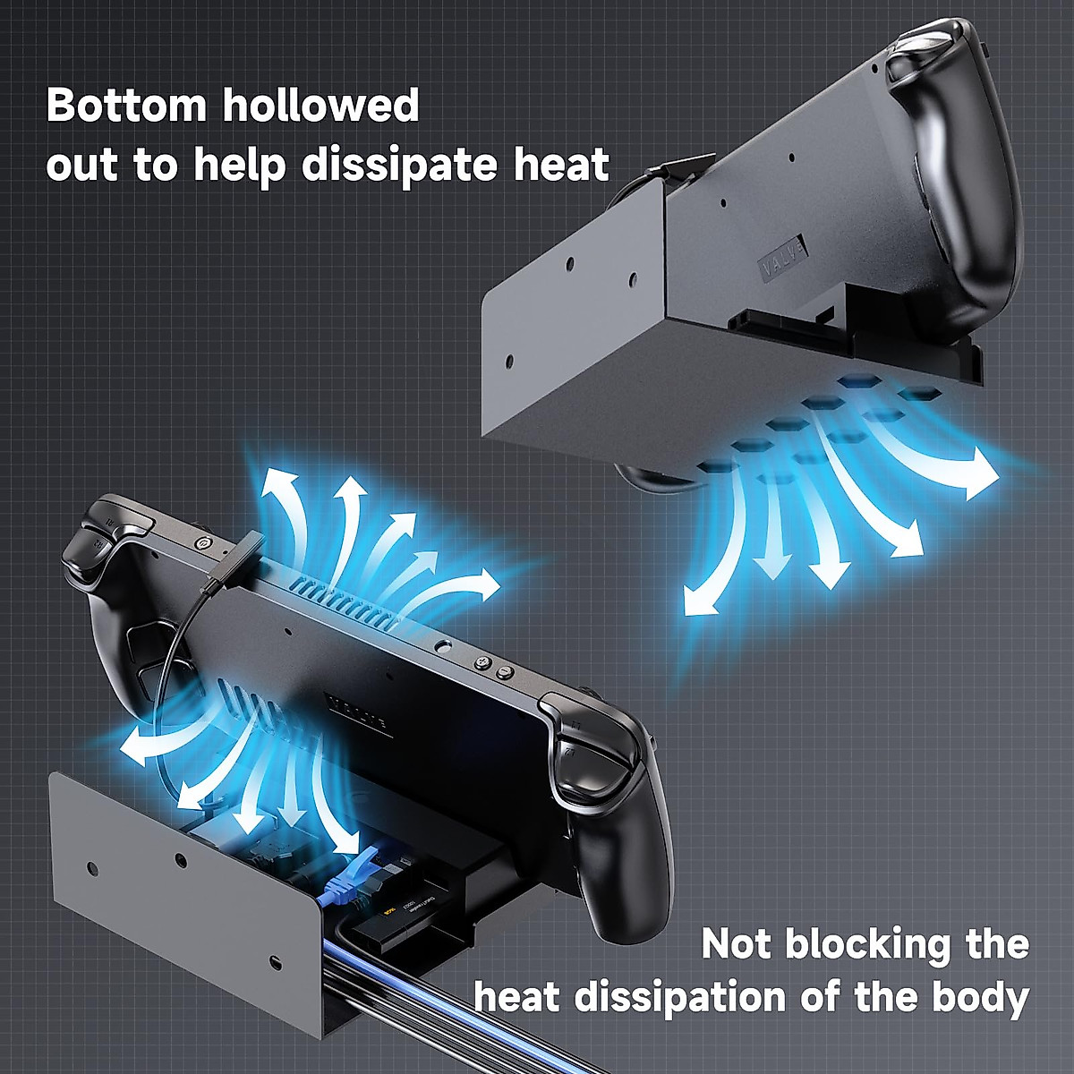 KUNSLUCK Wall Mount for Steam Deck Dock Official, Steam Deck Dock Wall Mount Stand, Mount Your Steam Deck on the wall or Near TV