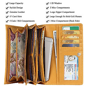 Mou Meraki Women RFID Blocking Real Leather Bifold Wallets For Women-Shield Against Identity Theft (LIGHT YELLOW)