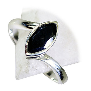 55Carat Genuine Black Onyx Ring Sterling Silver Marquise Shape Astrology US 4,5,6,7,8,9,10,11,12