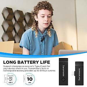 Saramonic Wireless Microphone for iPhone - Intelligent Noise Cancellation, True Plug&Play, Record While Charging, Long Battery Life, 24-Month Warranty