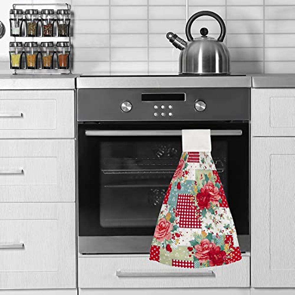 Kitchen Towel-The Pioneer Woman Rose-Hand Towels Tie Towel Soft Microfiber Absorbent Washcloth Also for Bathroom Hand Sink Laundry Room RV Tabletop 2pcs