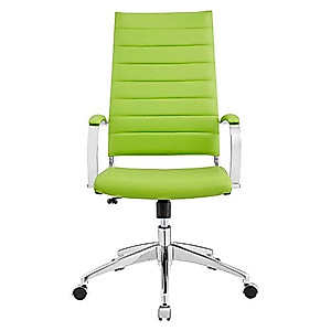 Modway Jive Ribbed High Back Tall Executive Swivel Office Chair With Arms In Bright Green