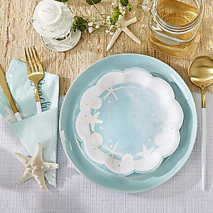 Kate Aspen Beach Party 7 in. Decorative Premium Paper Plates (350 GSM weight -Set of 16) - Perfect for Bridal Showers and Weddings