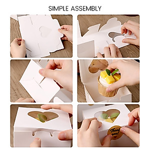 VGOODALL 20PCS Mini Bakery Boxes, 4"x 4"x 2.5" Small Treat Boxes with Window White Cookie Boxes for Cupcakes Pastry Strawberries Dessert