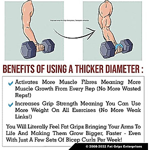 Fat Gripz Pro - The Simple Proven Way to Get Big Biceps & Forearms Fast - at Home Or in The Gym (Winner of 3 Men’s Health Magazine Awards) (2.25” Outer Diameter)