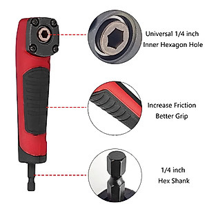 SeonFook Right Angle Drill Attachment 90 Degree Corner Device Drill Adapter Impact Driver Socket Screwdriver Extension Drill Bit Holder for Drilling or Driving in Tight Spaces