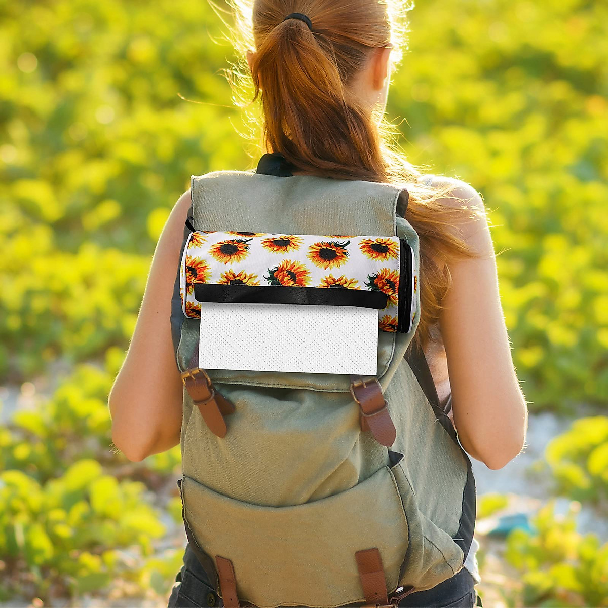 2 Pcs Car Paper Towel Holder Kitchen Waterproof Hanging Paper Towel Dispenser Cover Portable Foldable Paper Cover Case Storage Bags with Adjustable Strap for Kitchen Travel Car Camping Outdoor