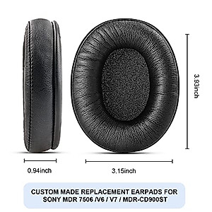 Replacement Ear Pads for Sony MDR 7506, GVOEARS Earpads Cushions Noise Isolation Headphone Pads for Sony MDR V6 / MDR V7 / MDR-CD900ST with Soft Protein Leather, Durable Memory Foam (Black)